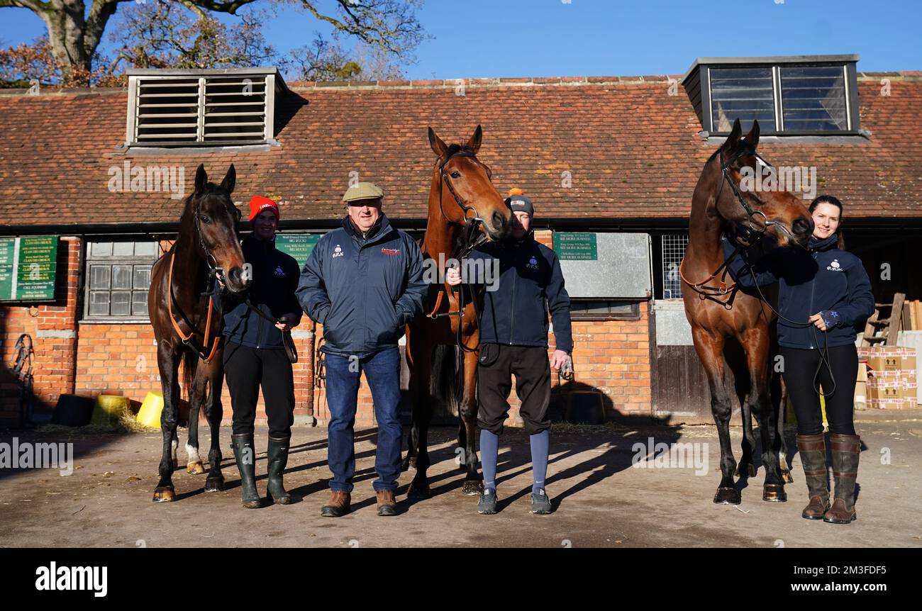 Trainer Paul Nicholls with (left to right) Frodon, Bravemansgame and ...