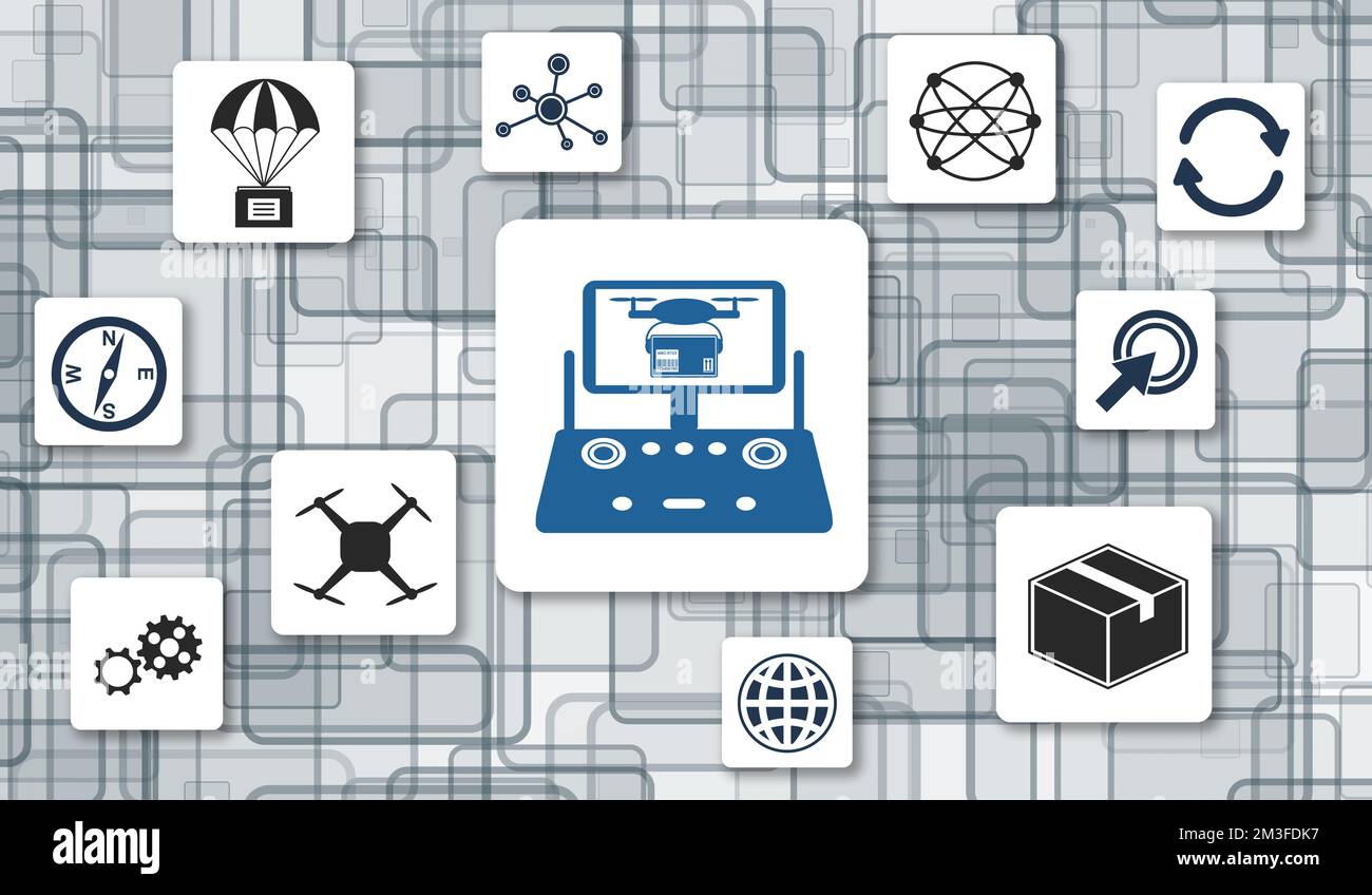 Drone delivery service icons hi-res stock photography and images - Alamy