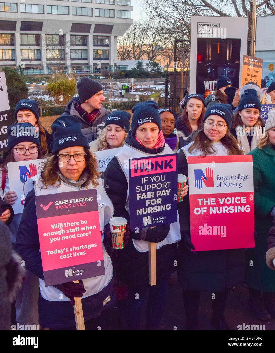 London, UK. 15th December 2022. Nurses stage a demonstration at the ...