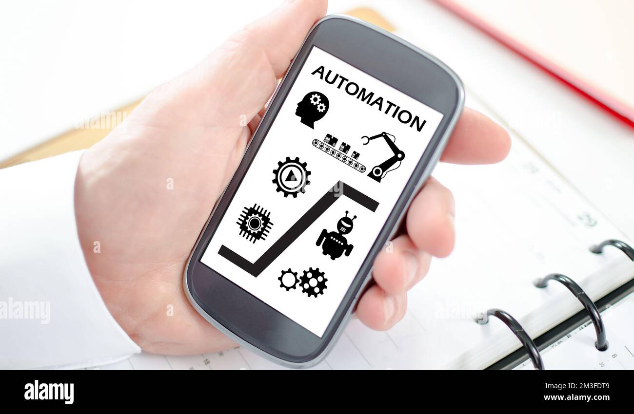 Automation concept shown on a smartphone screen Stock Photo - Alamy