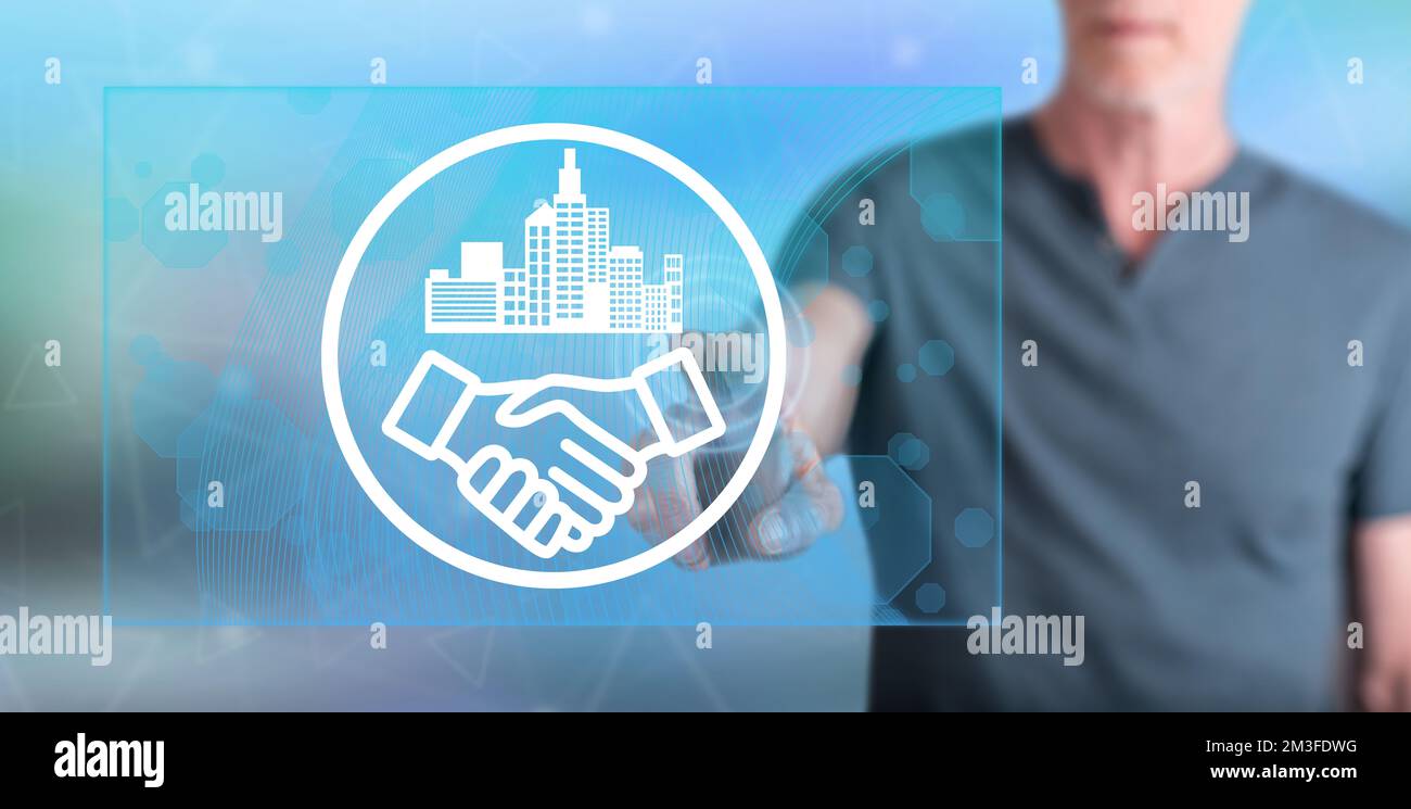 Man touching a trust concept on a touch screen with his finger Stock ...