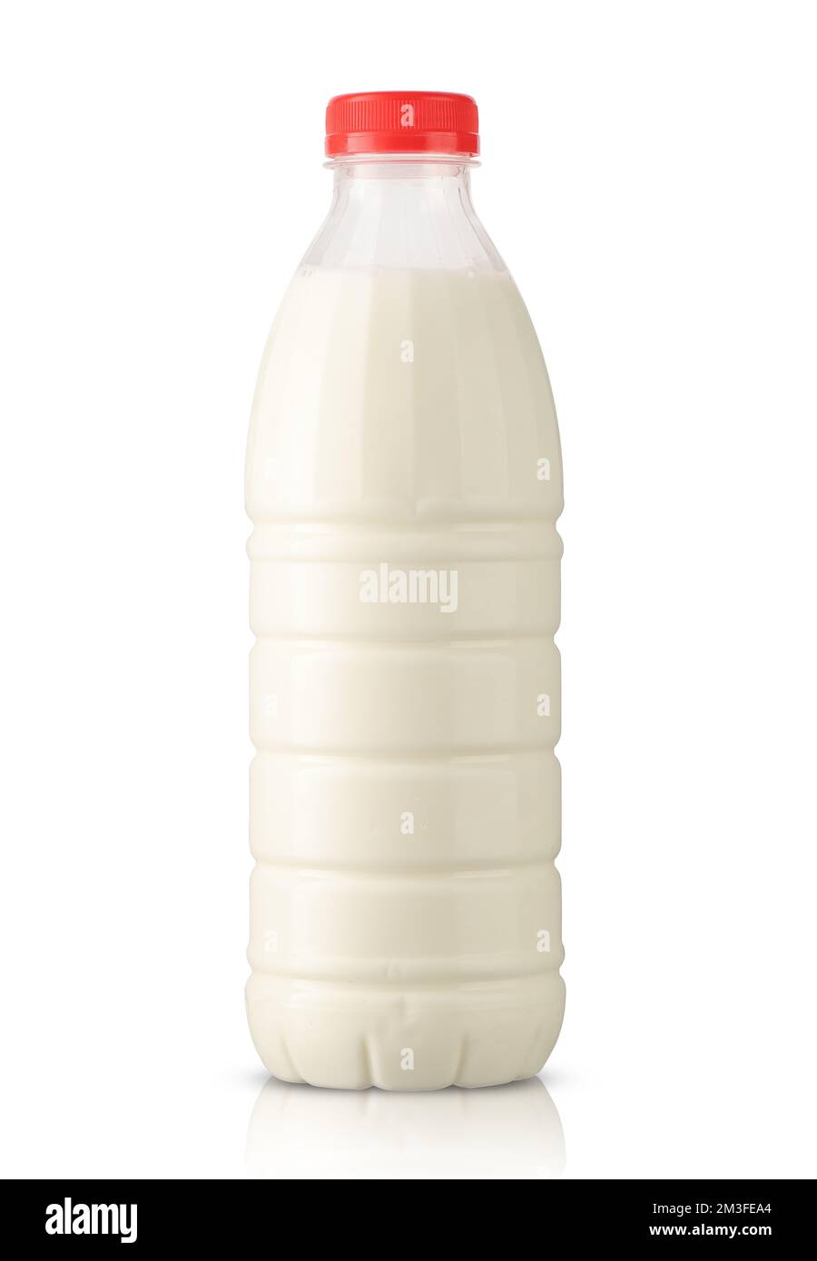 full plastic milk bottle on white background Stock Photo - Alamy