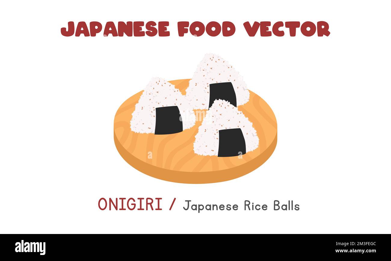 Japanese Onigiri - Japanese Rice Balls flat vector design illustration ...