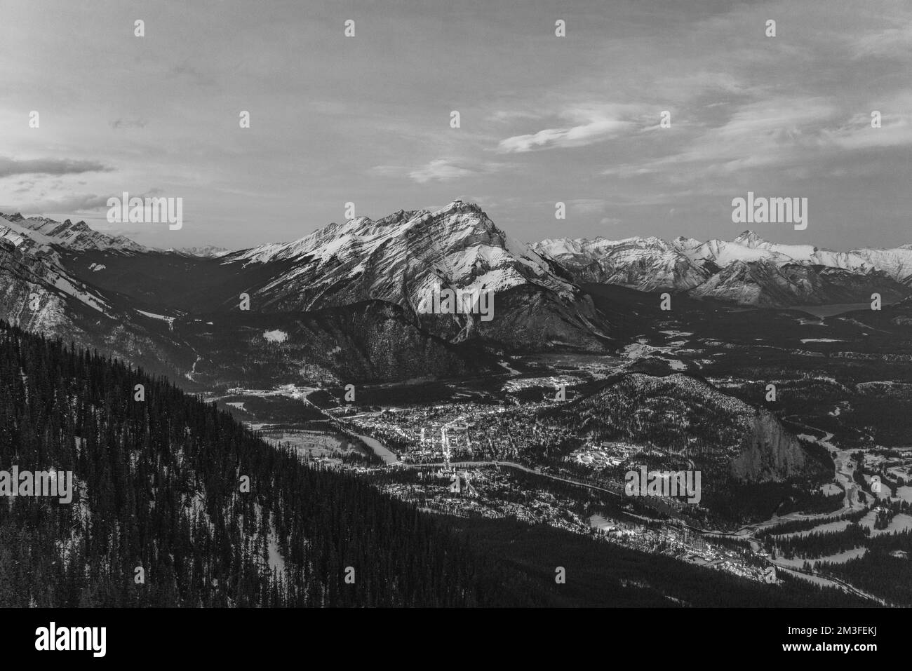 Banff at night with Cascade Mountain Stock Photo - Alamy