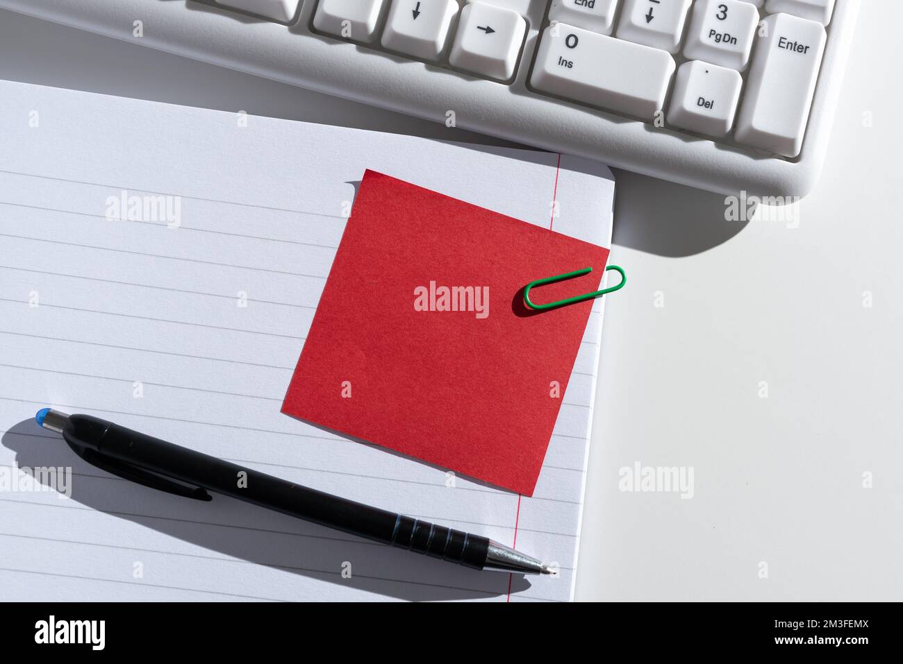 Sticky Note With Message Clipped On Opened Notebook On Desk With Pen ...