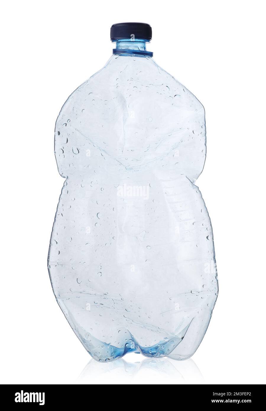 crushed plastic water bottle on white background Stock Photo - Alamy