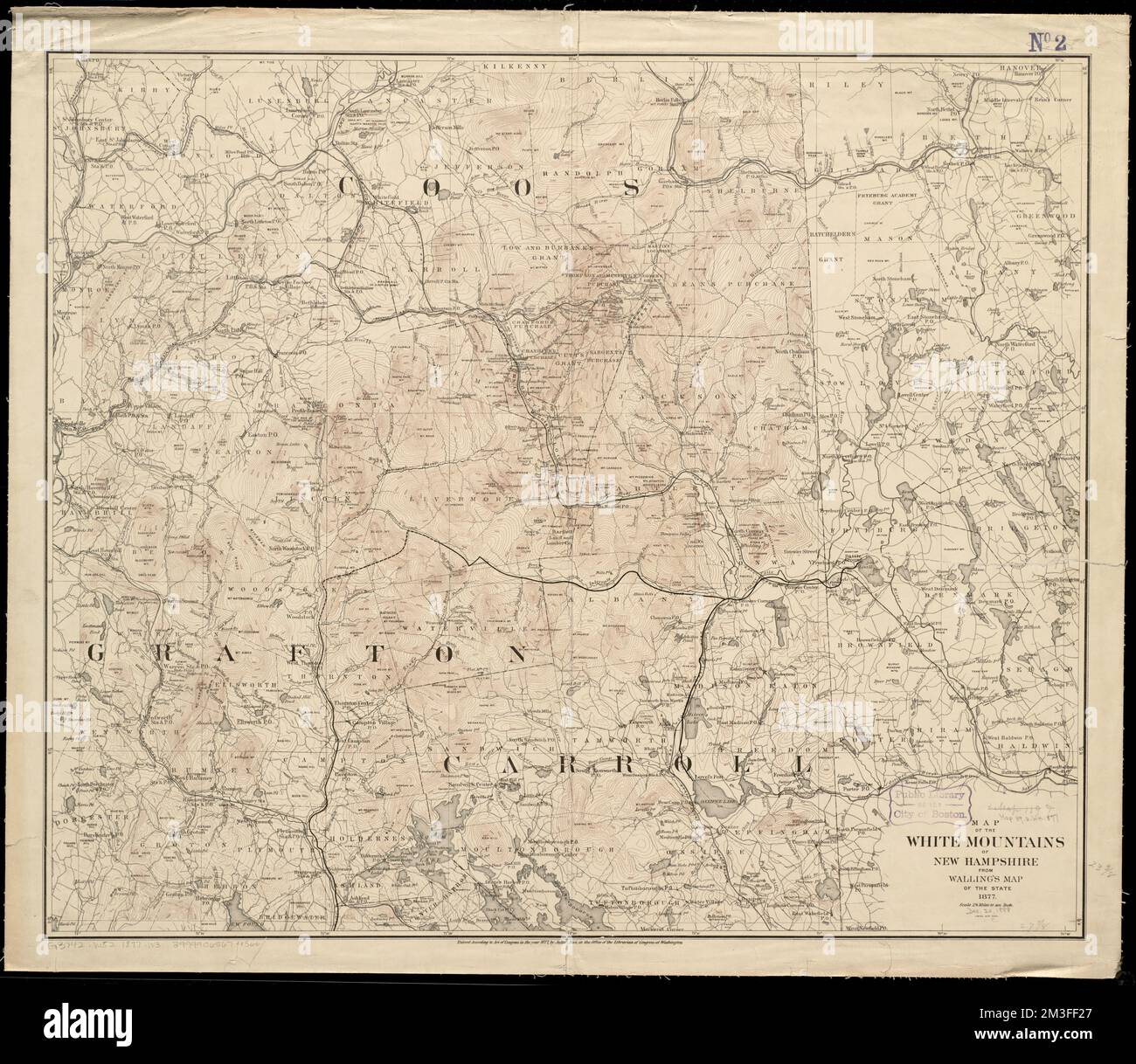 Map of the White Mountains of New Hampshire from Walling's map of the ...