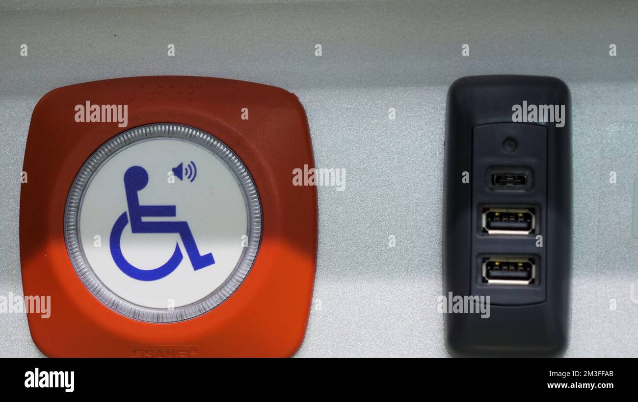 Close-up button for disabled people. Media. Help button for people with ...