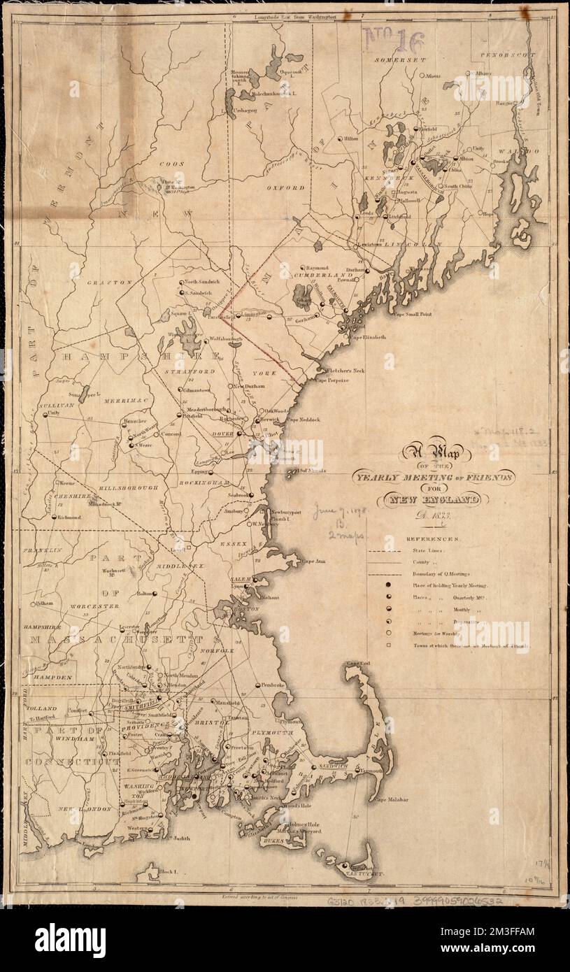 A map of the yearly meeting of Friends for New England A.D. 1833 ...