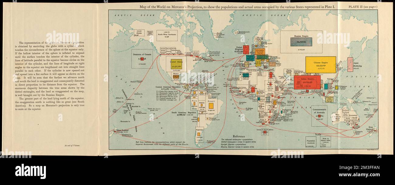 Map of the world on Mercator's projection, to show the populations and ...