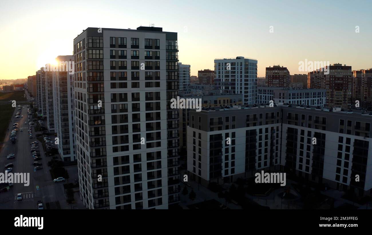 Huge new buildings . The view from the drone . Stock footage . New tall ...