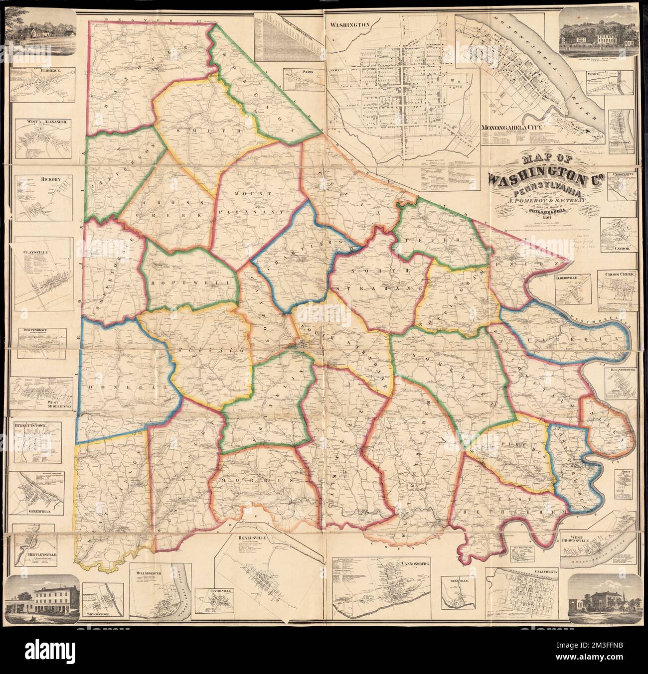 Map of Washington Co., Pennsylvania : from actual surveys , Landowners, Pennsylvania, Washington ...
