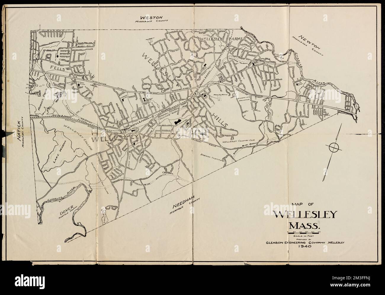 Map of Wellesley, Mass. ,. Wellesley Local Historical Map Collection ...