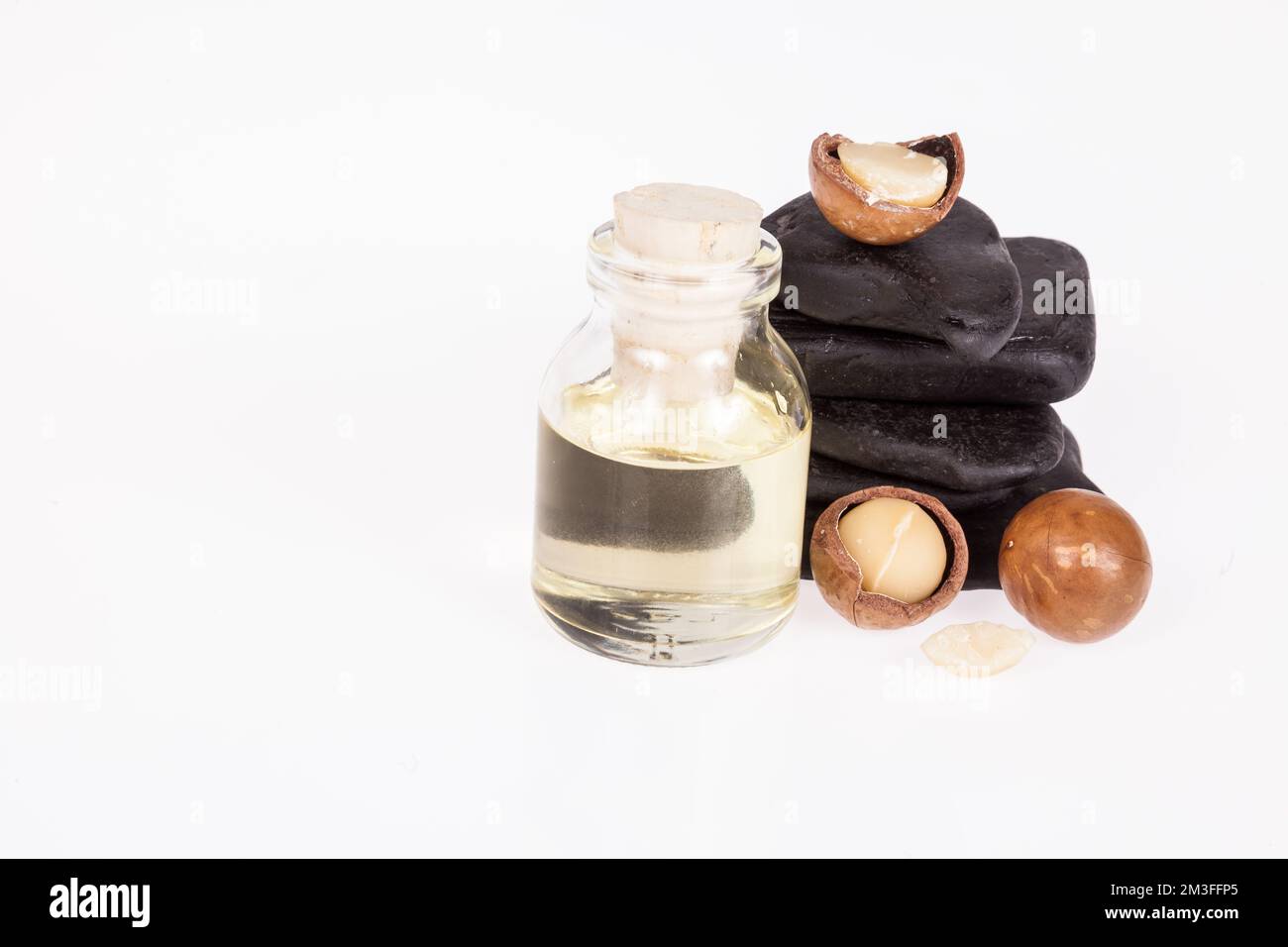 Macadamia nuts oil or Australian walnuts on white background Stock ... Macadamia nuts oil or Australian walnuts on white background Stock ...