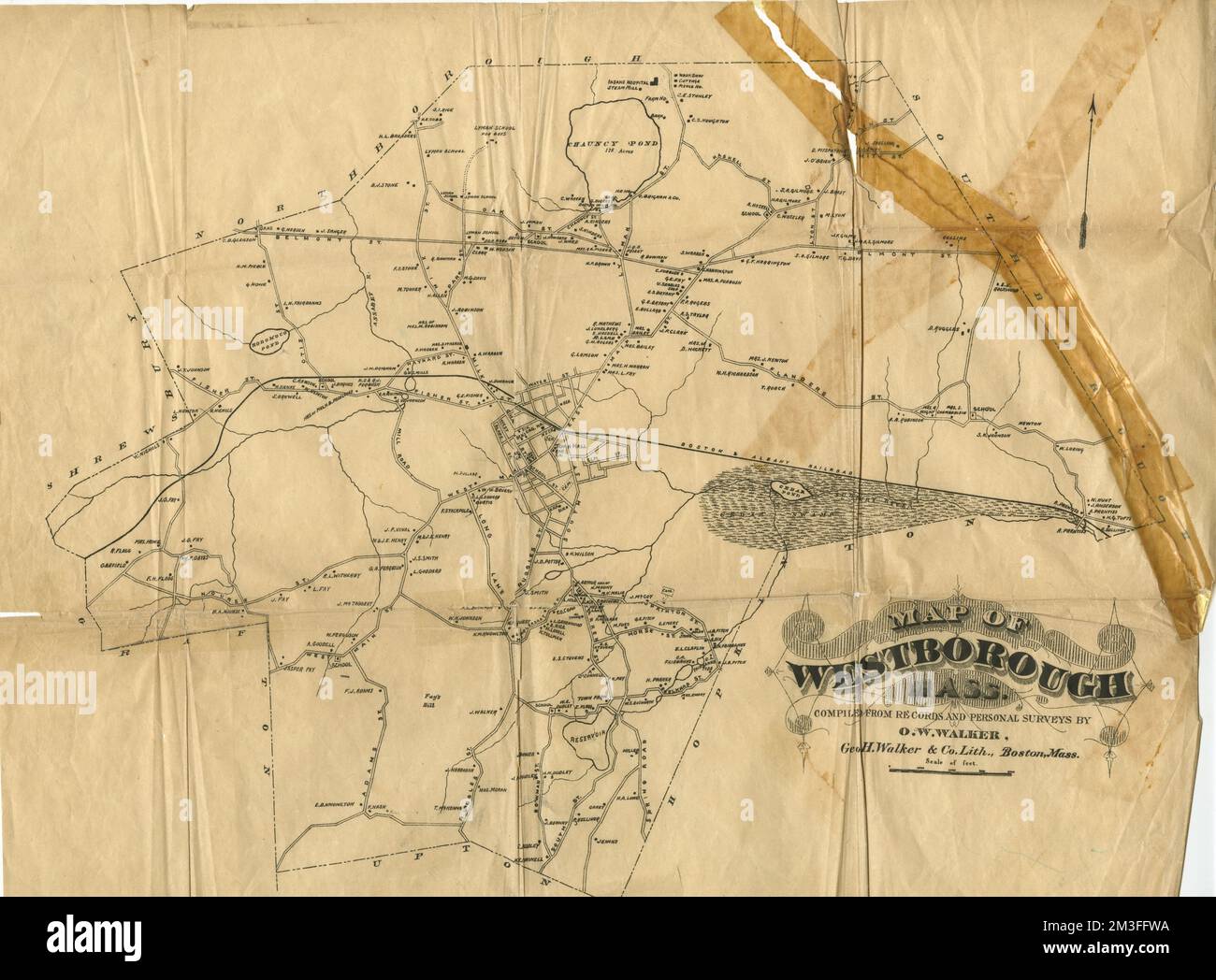 'Map of Westborough, Mass' ,. Westborough Stock Photo - Alamy