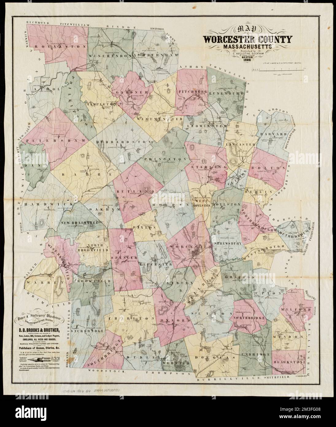 Map of Worcester County, Massachusetts , Worcester County Mass., Maps Norman B. Leventhal Map ...