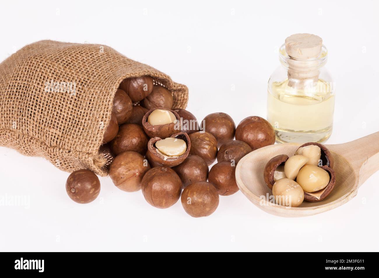 Macadamia nuts oil or Australian walnuts on white background Stock ... Macadamia nuts oil or Australian walnuts on white background Stock ...