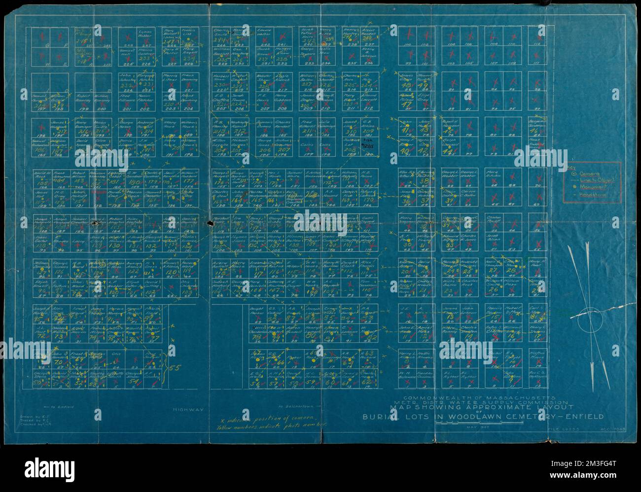 Map showing approximate layout of burial lots in Woodlawn Cemetery ...