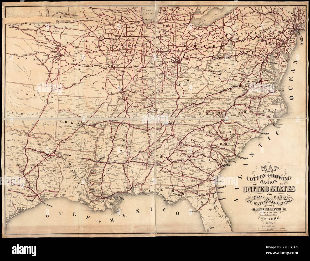 Map showing cotton growing region of the United States and means of ...