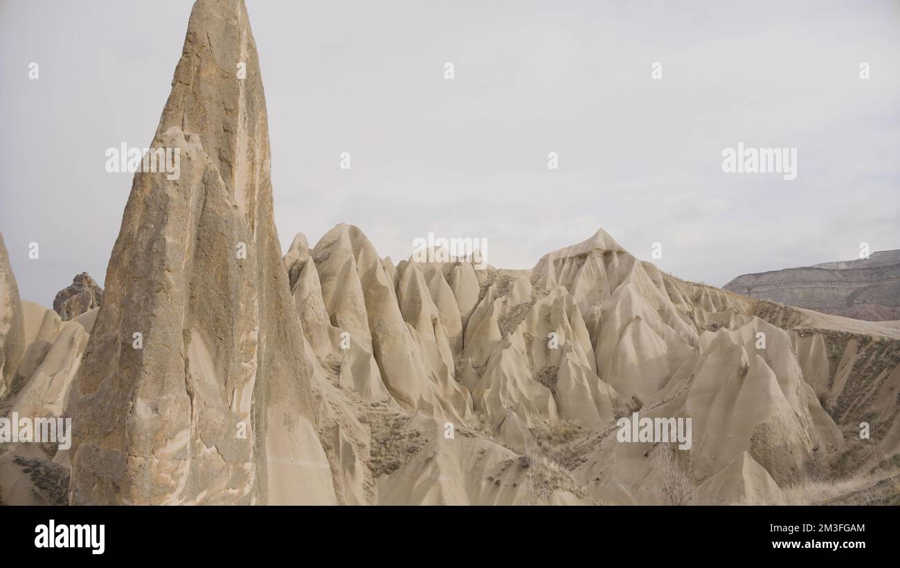 Beautiful landscape on sandy mountains. Action. Beautiful canyon with ...