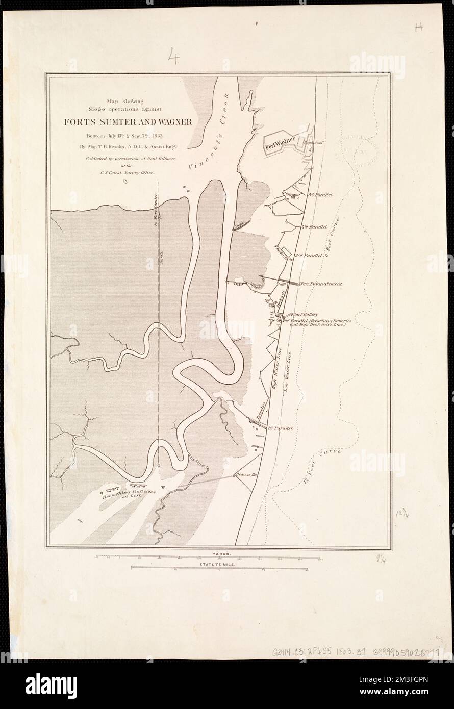 Map showing siege operations against Forts Sumter and Wagner between ...