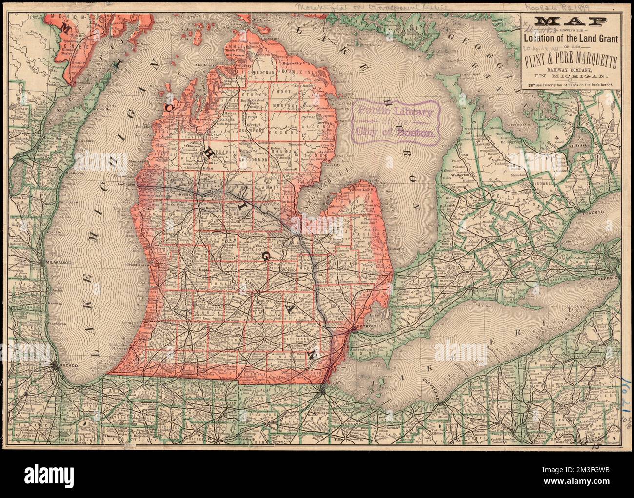 Map showing the location of the land grant of the Flint & Pere ...