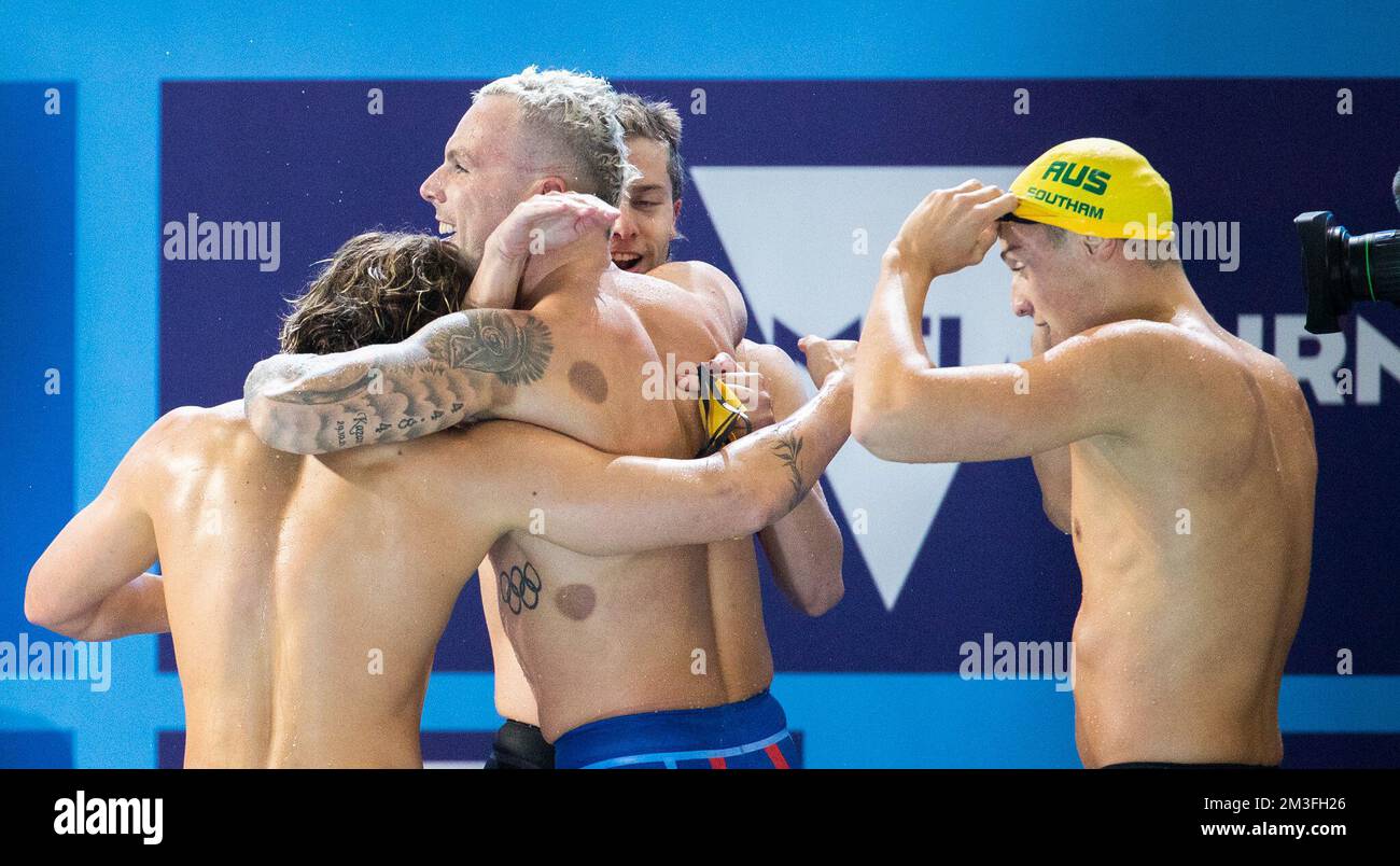 Melbourne, Australia. 15th Dec, 2022. Gold medalists Team Australia celebrate after the men's ...