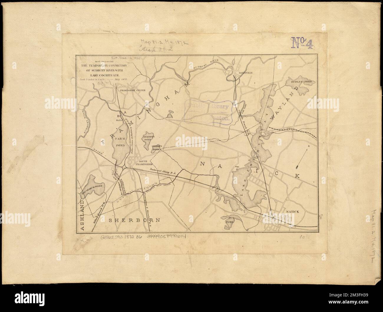 Map showing the temporary connection of Sudbury River with Lake ...