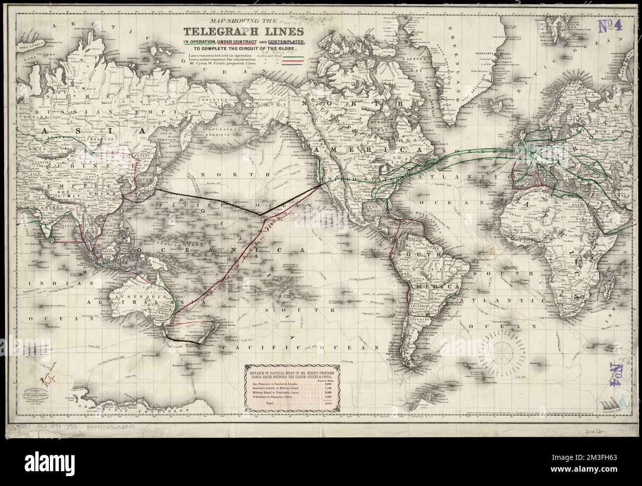 Map showing the telegraph lines in operation, under contract, and ...