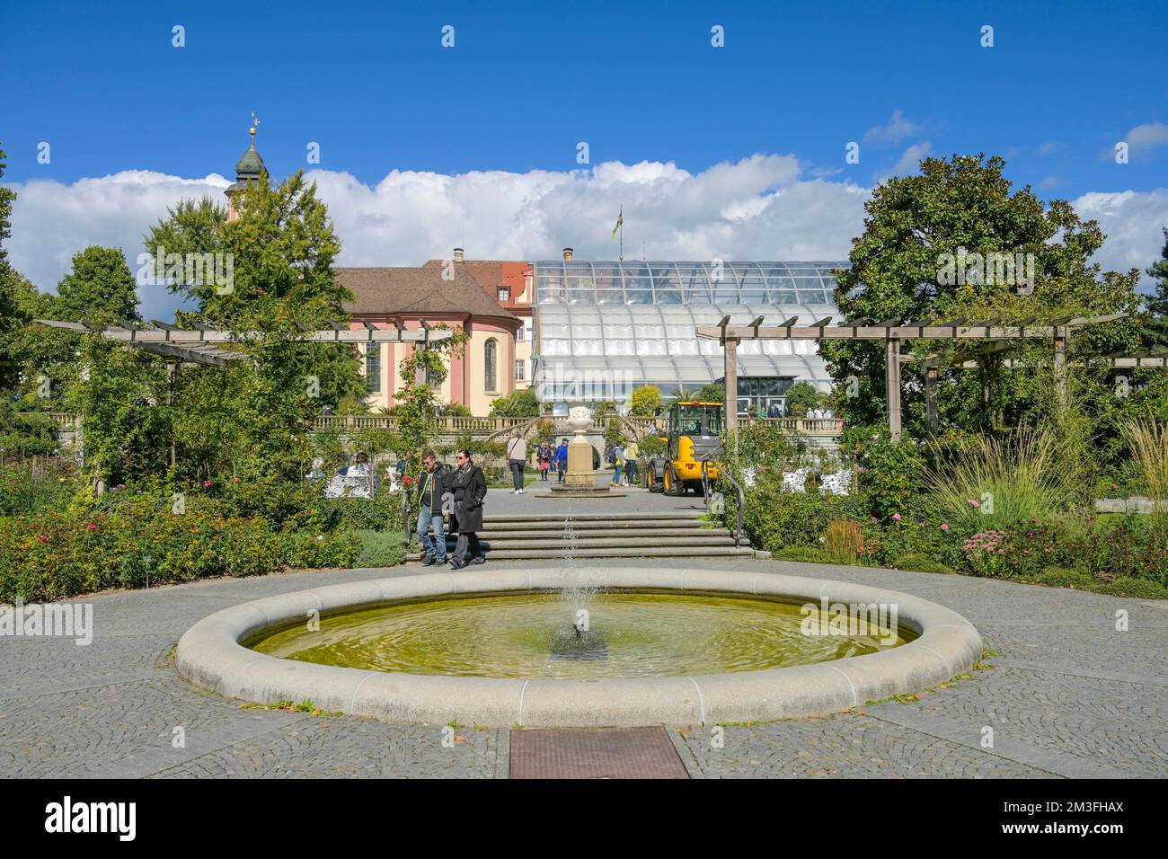 Brunnen, Palmenhaus, Insel Mainau, Baden-Württemberg, Deutschland Stock ...