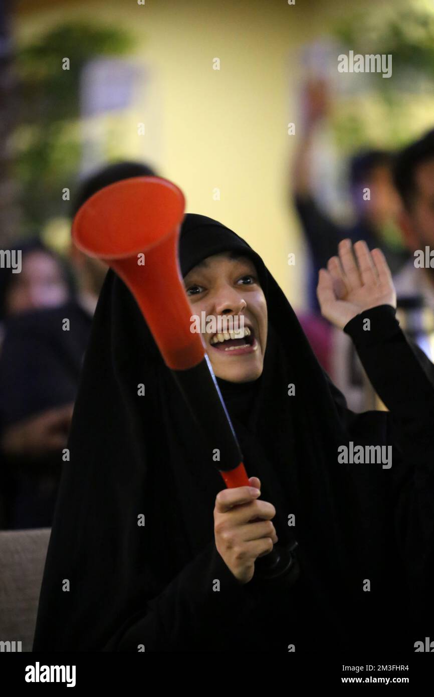 Tehran, Tehran, Iran. 14th Dec, 2022. A veiled female Iranian fan ...