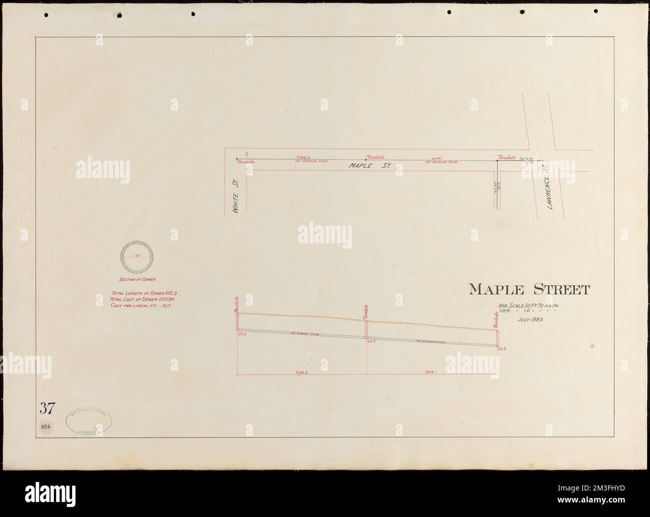Maple Street , Sewers, Streets. Lawrence Stock Photo - Alamy