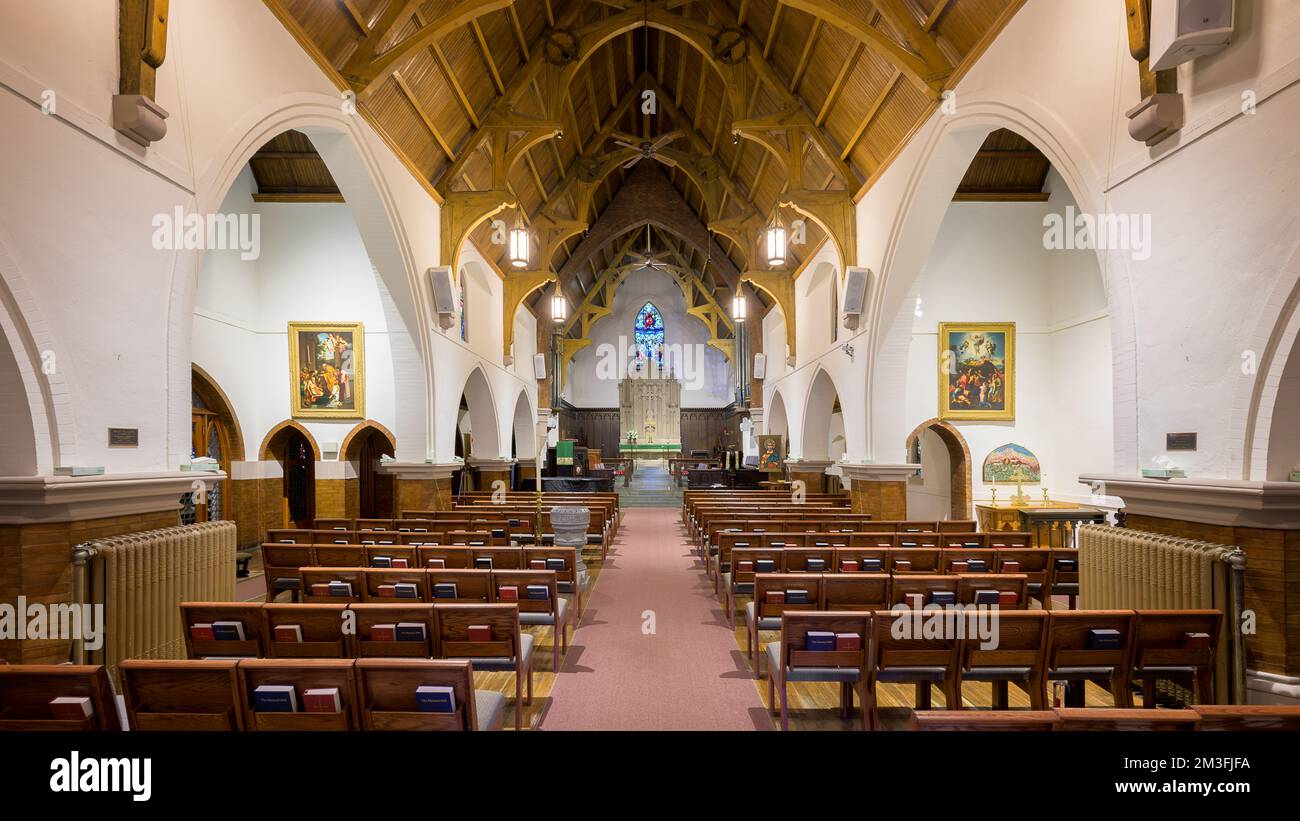 Panoramic view of the interior nave of the historic St. Matthew's ...
