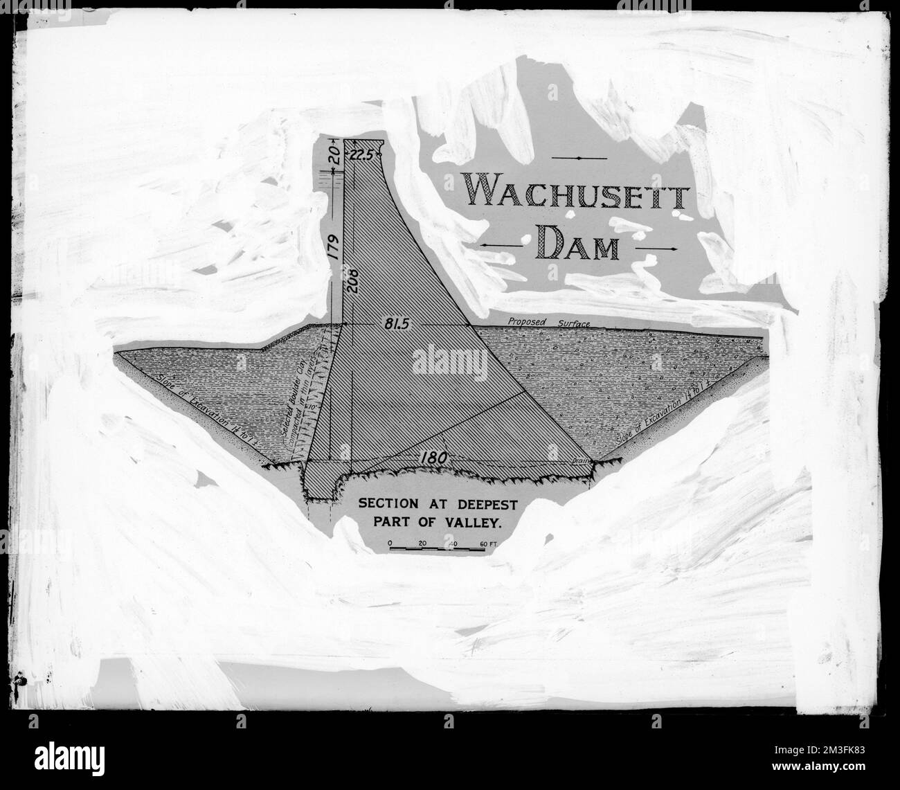 Maps, Wachusett Dam, maximum section (engineering plan), Mass., ca ...
