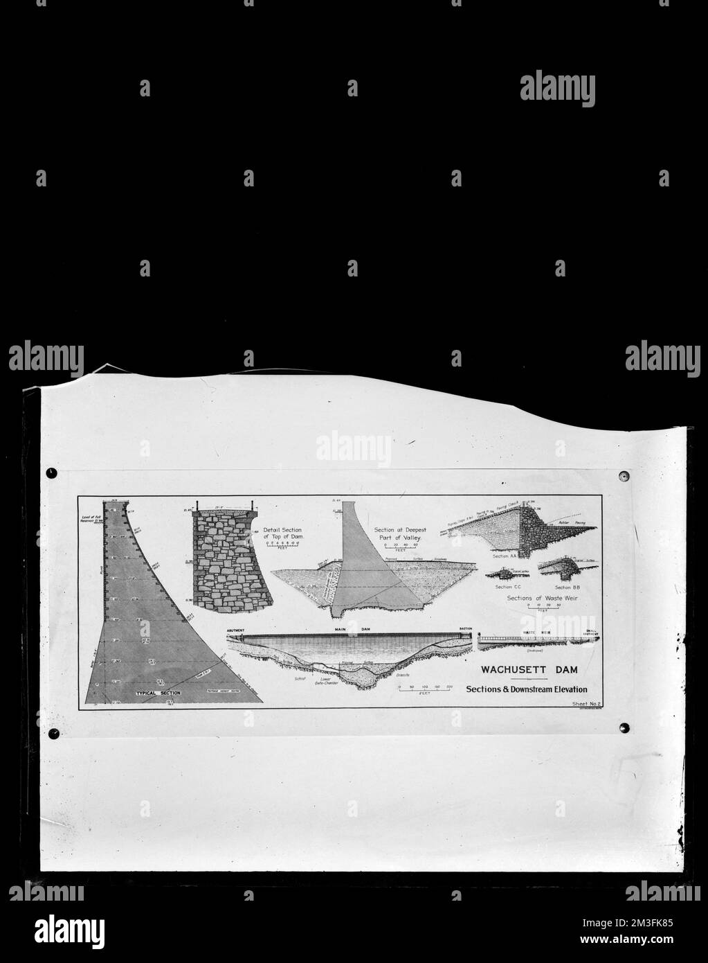 Maps, Wachusett Dam, sections and downstream elevation (engineering ...