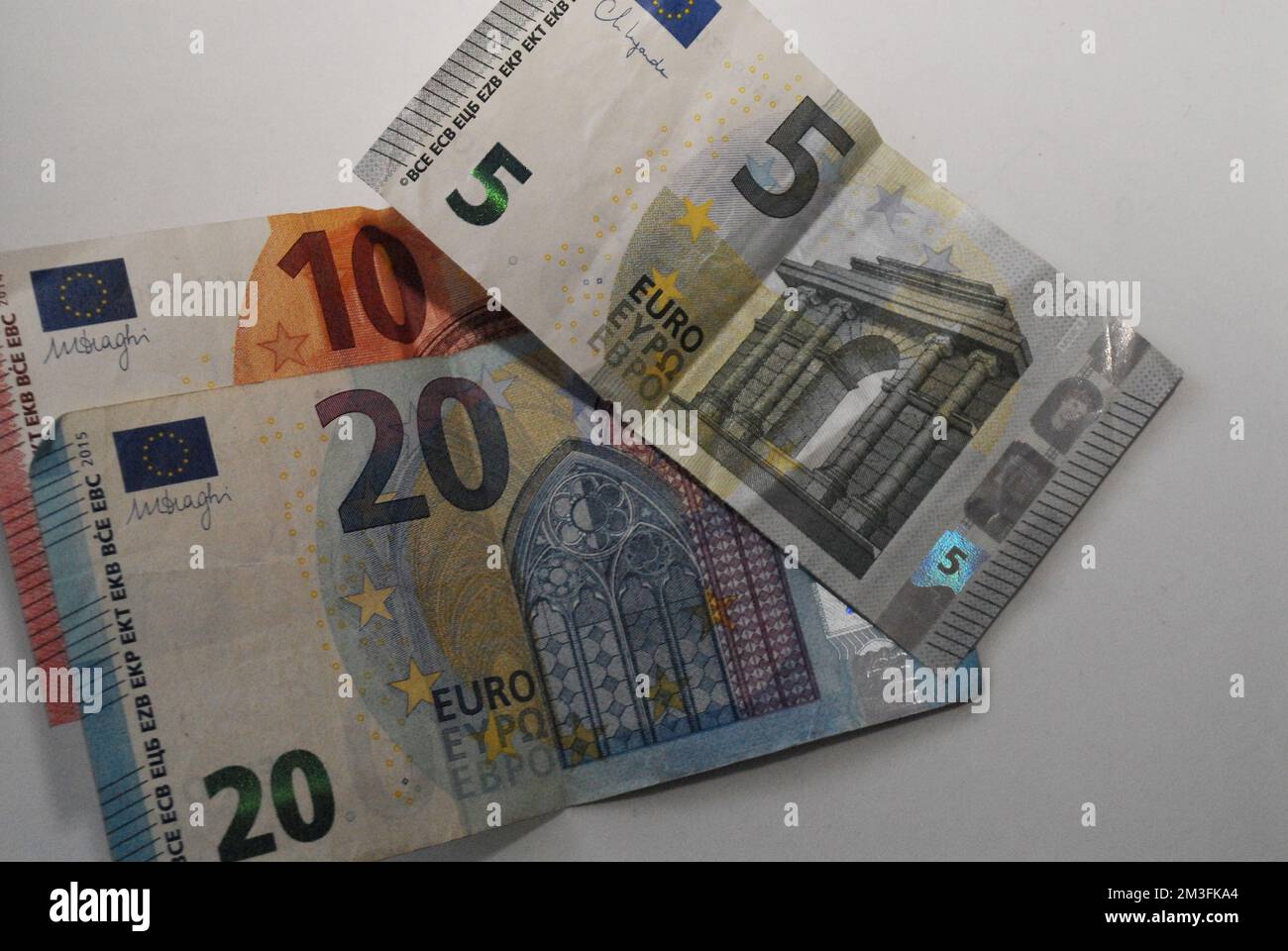 Copenhagen/Denmark/15 December 2022/ Euro currency notes in danish ...