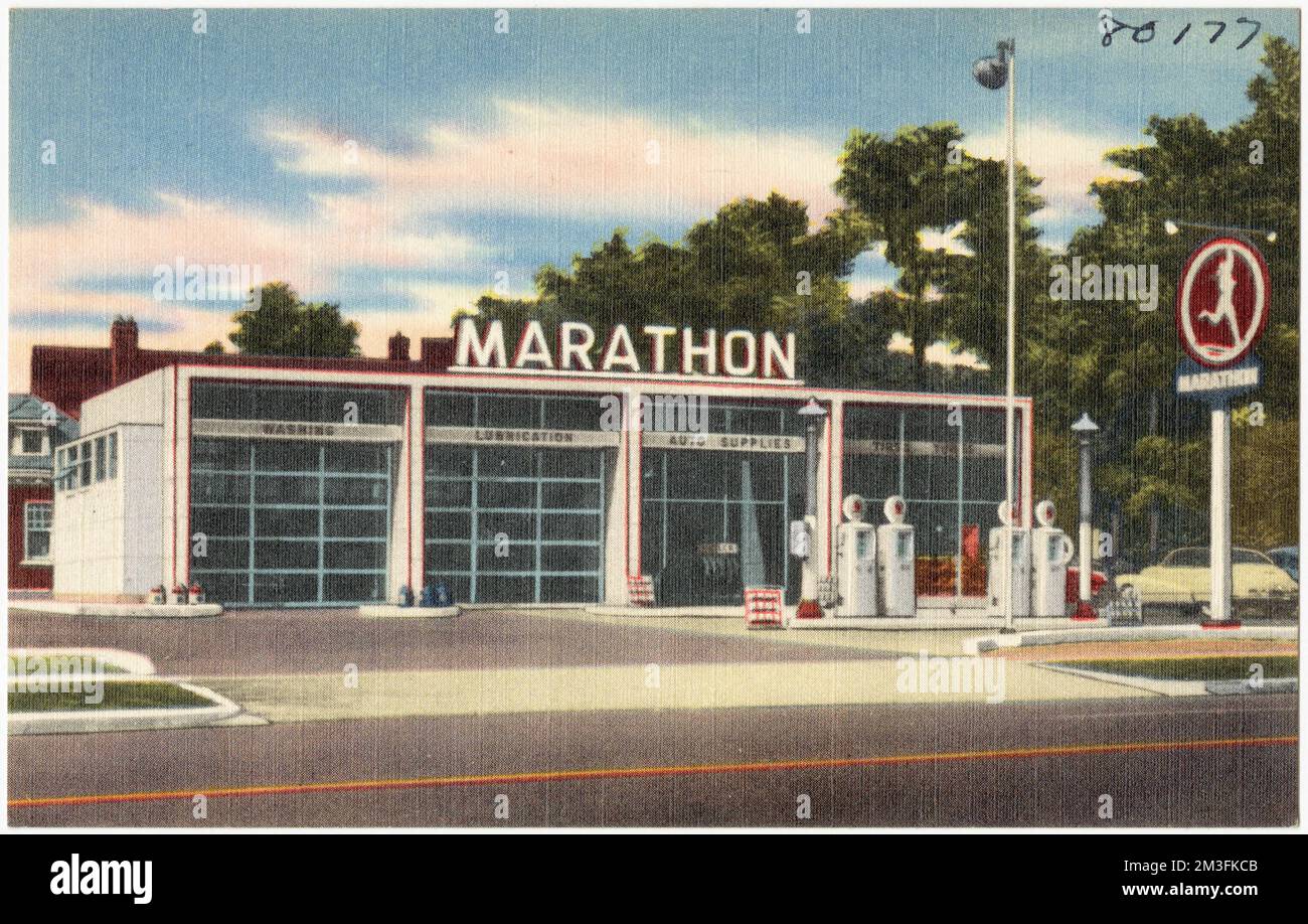 Marathon , Automobile service stations, Tichnor Brothers Collection ...