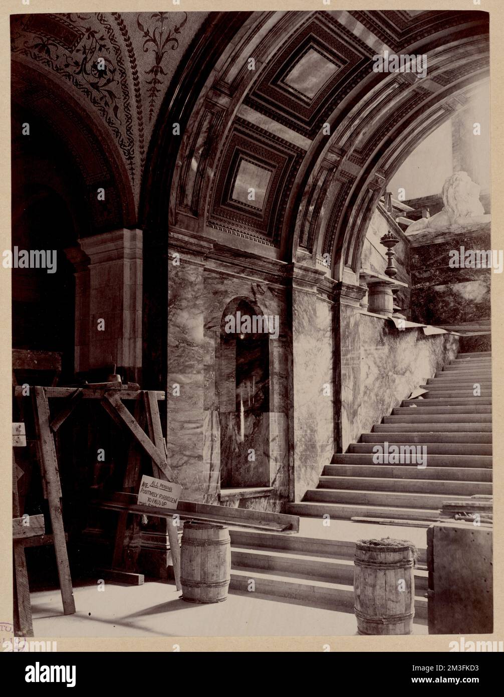 Marble arch over grand staircase, construction of the McKim Building ...