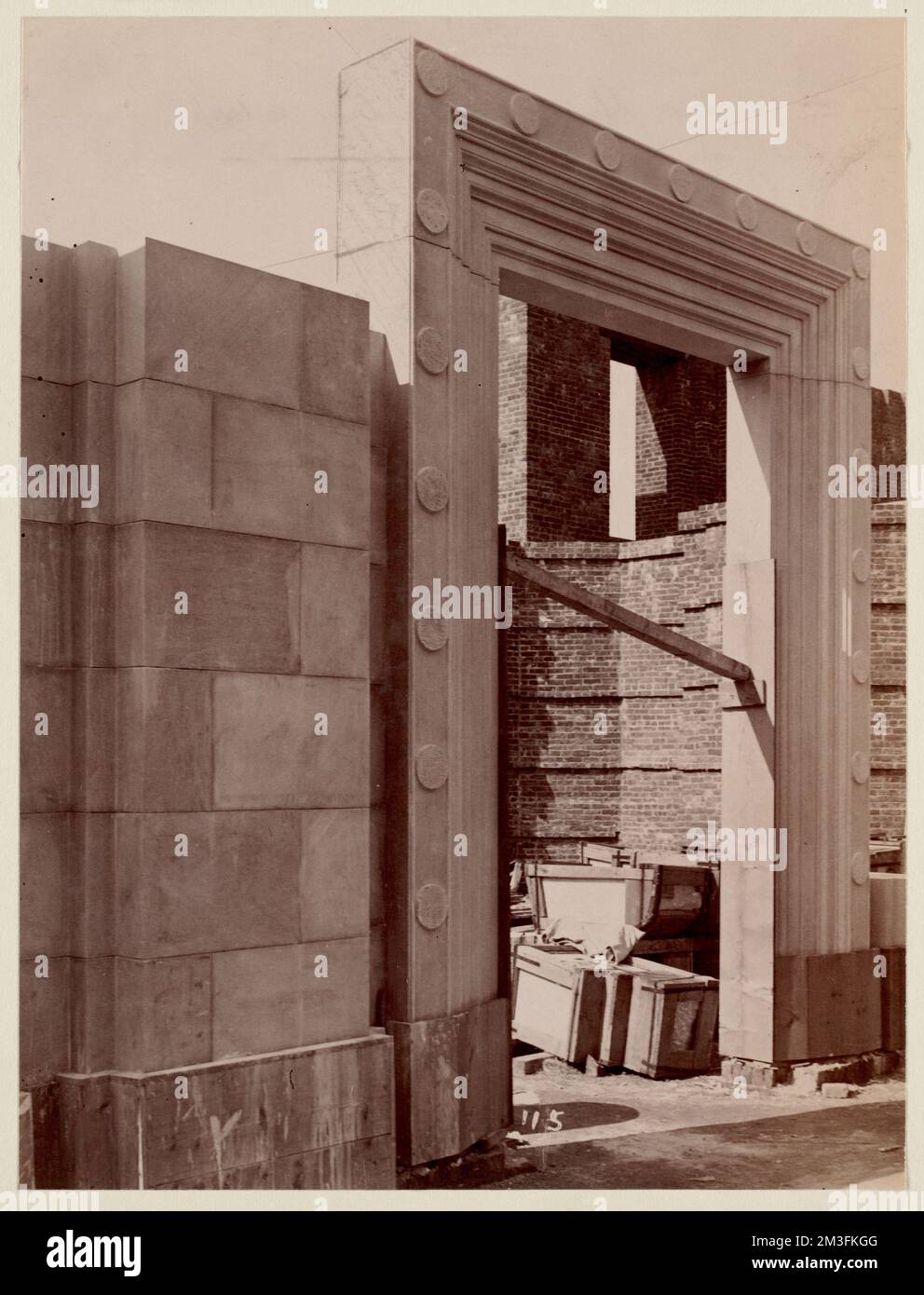Marble frame of vestibule door, construction of the McKim Building ...
