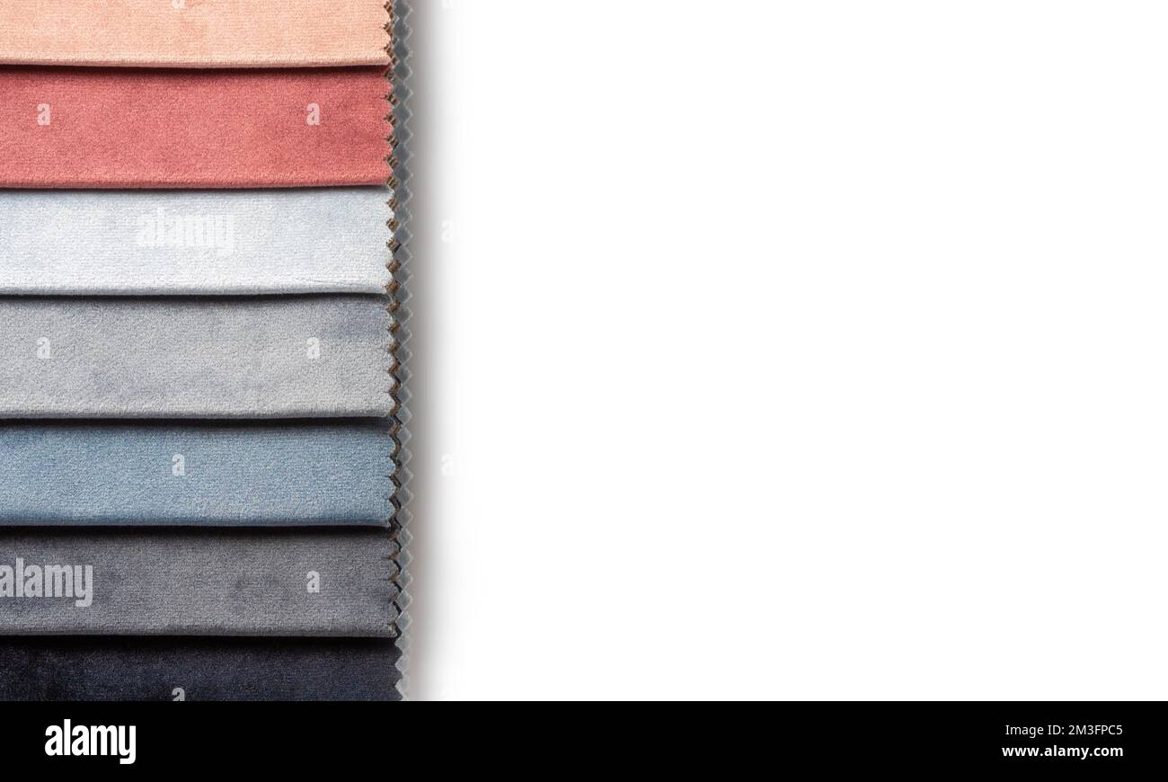 Colorful textile samples, isolated on white background. Fabric swatches ...