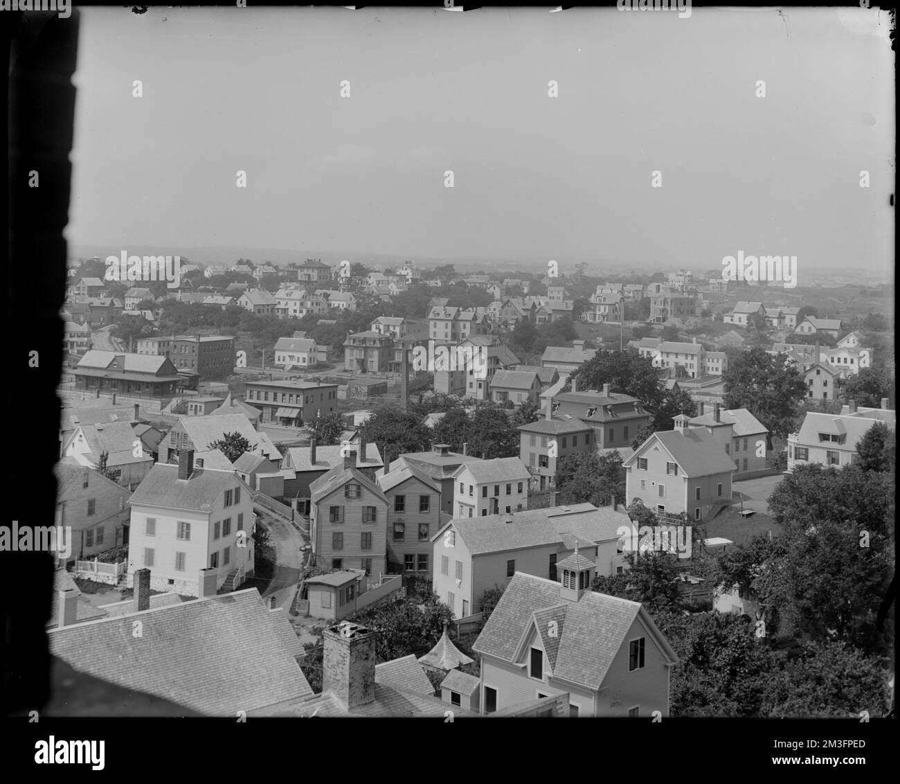 View houses rooftops from Black and White Stock Photos & Images - Alamy