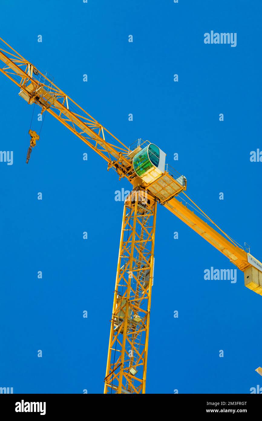 Large tower crane for working on a building construction site Stock ...