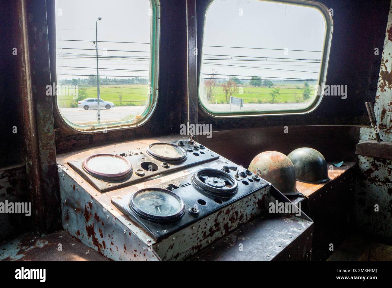 Control panel inside the ancient train Stock Photo - Alamy