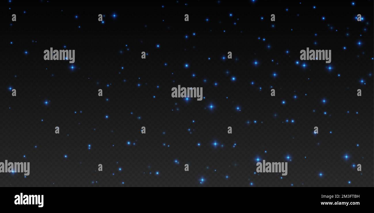 Blue stars and sparkles, glowing stardust, night sky effect ...