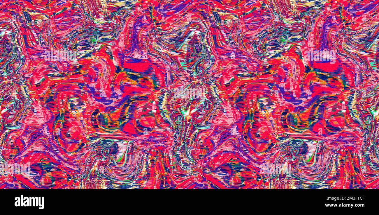 Vibrant pink distortion border. Bright colorful kitsch banner for fluid ...