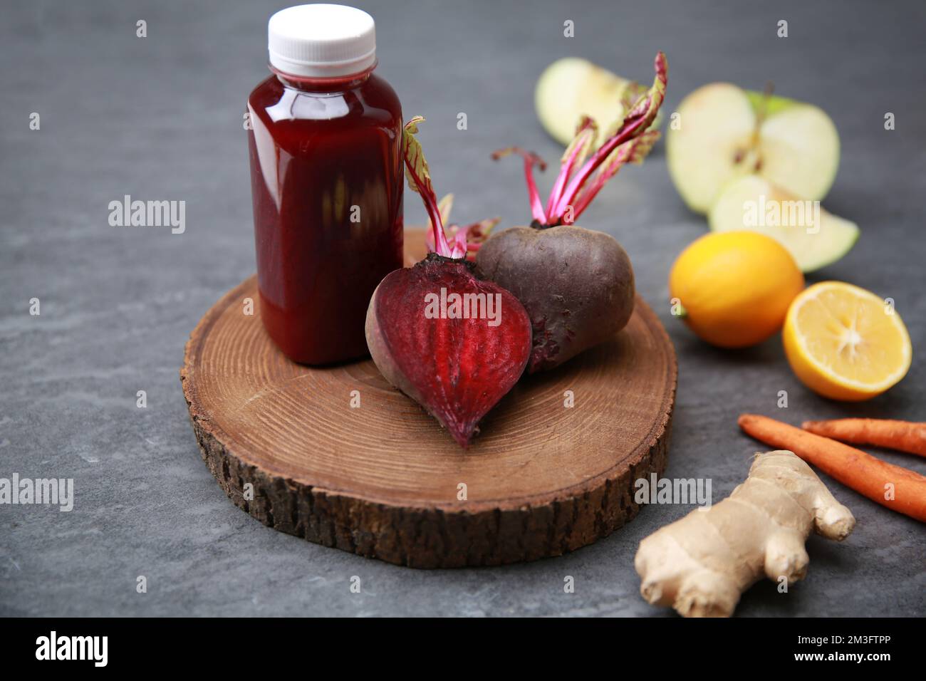 beetroot and lemon, vitamin c in bottle Stock Photo - Alamy