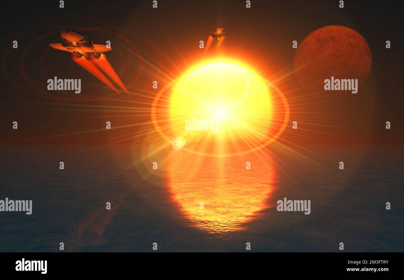Leaving A Dying Star System Stock Photo - Alamy