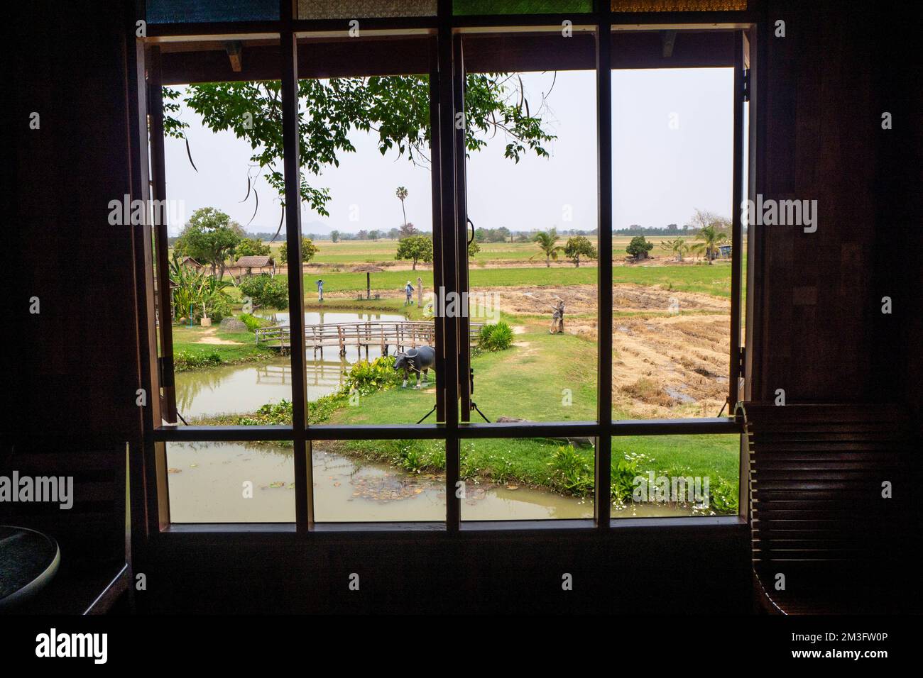 The fields outside the window Stock Photo - Alamy
