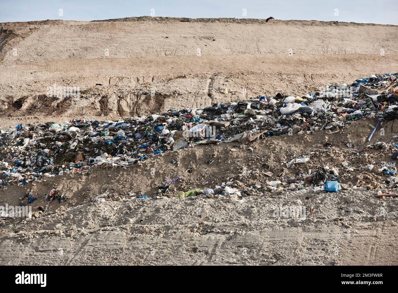 Open air garbage dump. Plastic waste pollution. Recycling junk ...