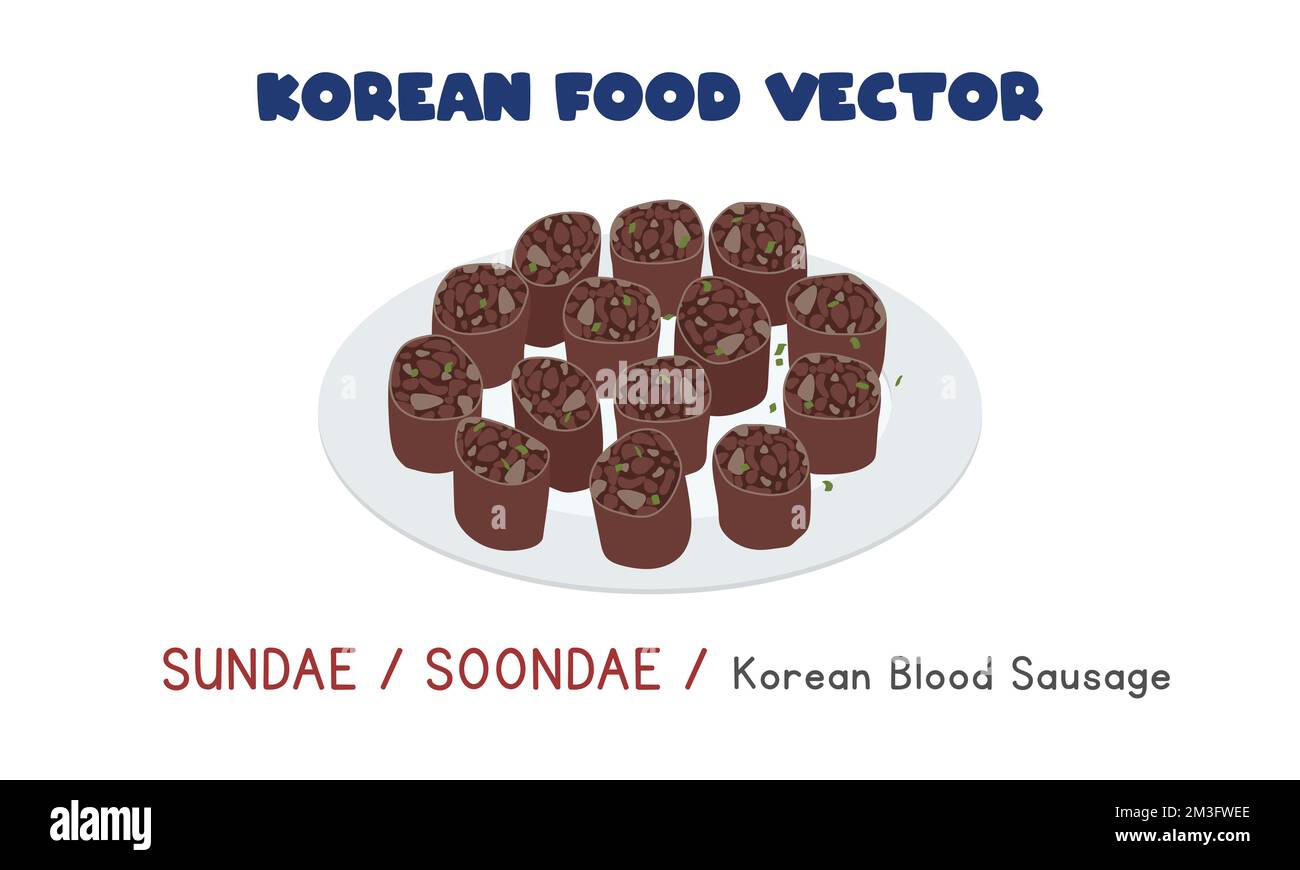 Korean Sundae or Soondae - Korean blood sausage flat vector design ...